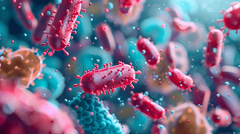 3d Render of Colorful Bacteria and Reds, Pink, Blue Micro Ingres in the ...