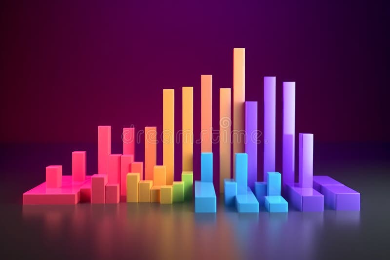 3D Render Colorful Bar Graph Stock Illustration - Illustration of ...