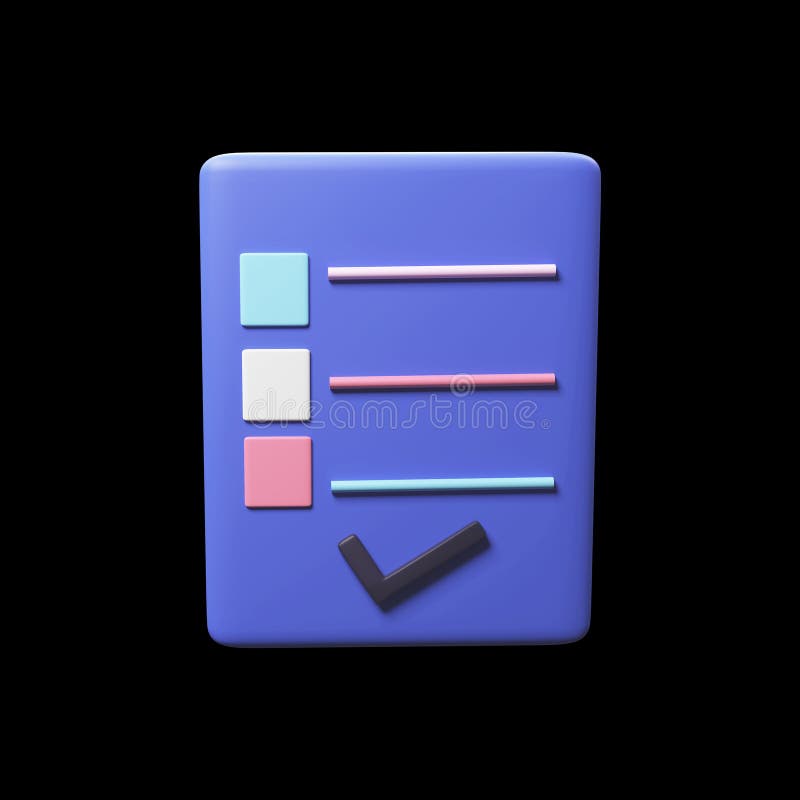 3D Render of Colorful Check List on Black Stock Illustration ...
