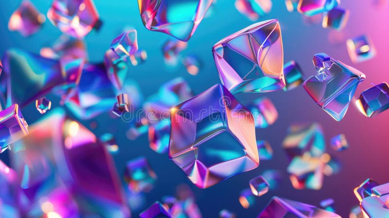 3D Render of Colorful Crystal Cubes Floating in Space AIG51A Stock ...