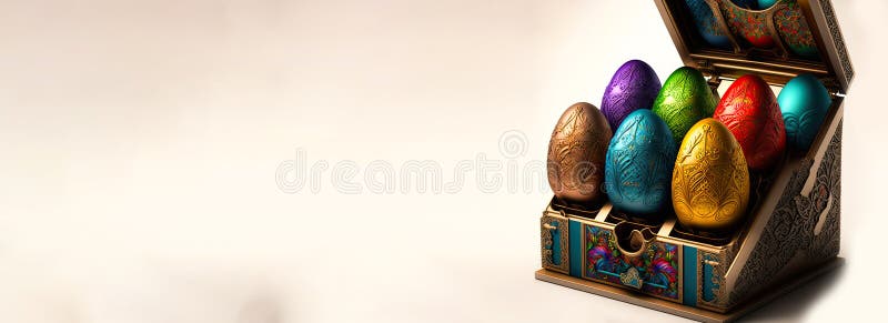 3D Render of Colorful Floral Easter Eggs in Open Box on Pastel Pink ...