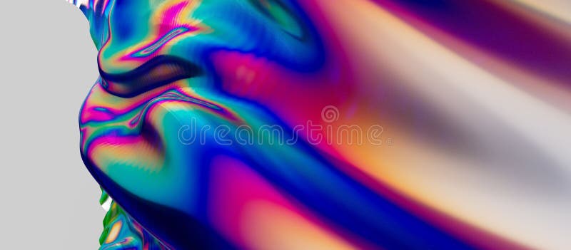 3d Render Colorful Fluid Shape with Holographic Effect Stock ...