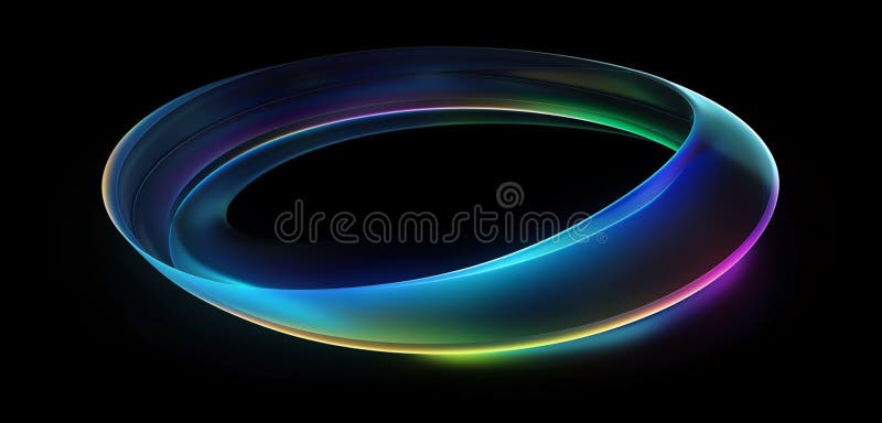 3D Render of a Colorful, Glowing, Abstract, Simple, Sleek Ring Shape ...