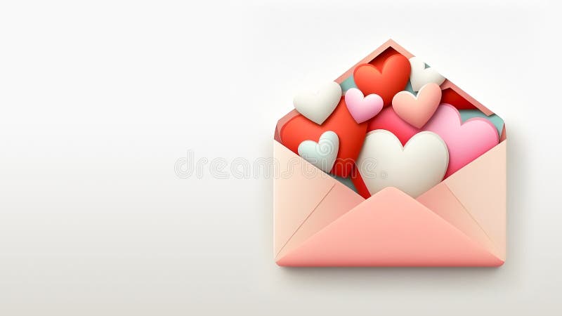 3D Render Colorful Paper Hearts Inside Stock Illustration ...
