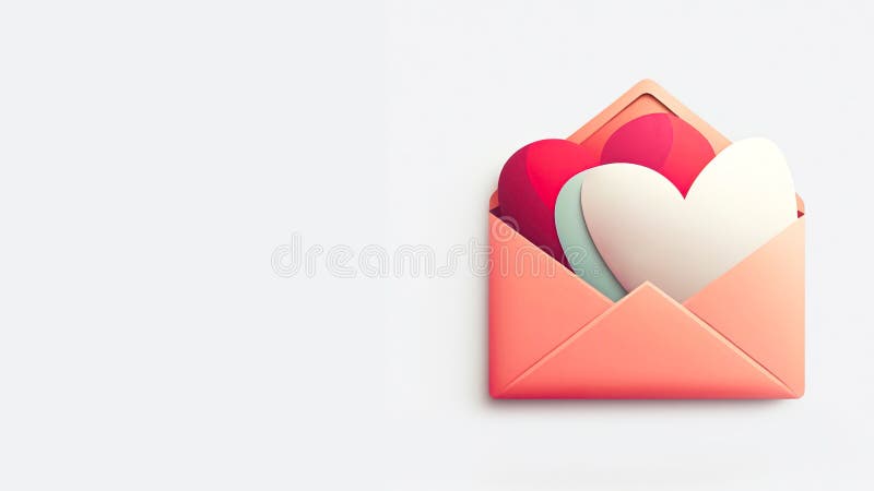 3D Render, Colorful Paper Hearts Inside Stock Illustration ...