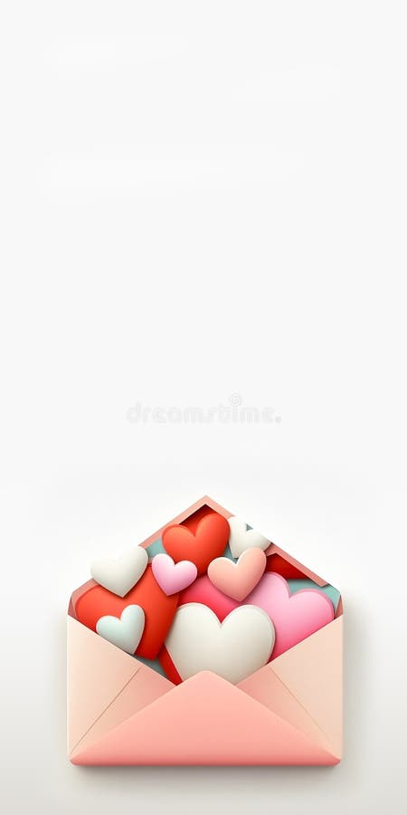 3D Render Colorful Paper Hearts Inside Stock Illustration ...