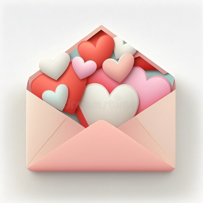3D Render Colorful Paper Hearts Inside Stock Illustration ...