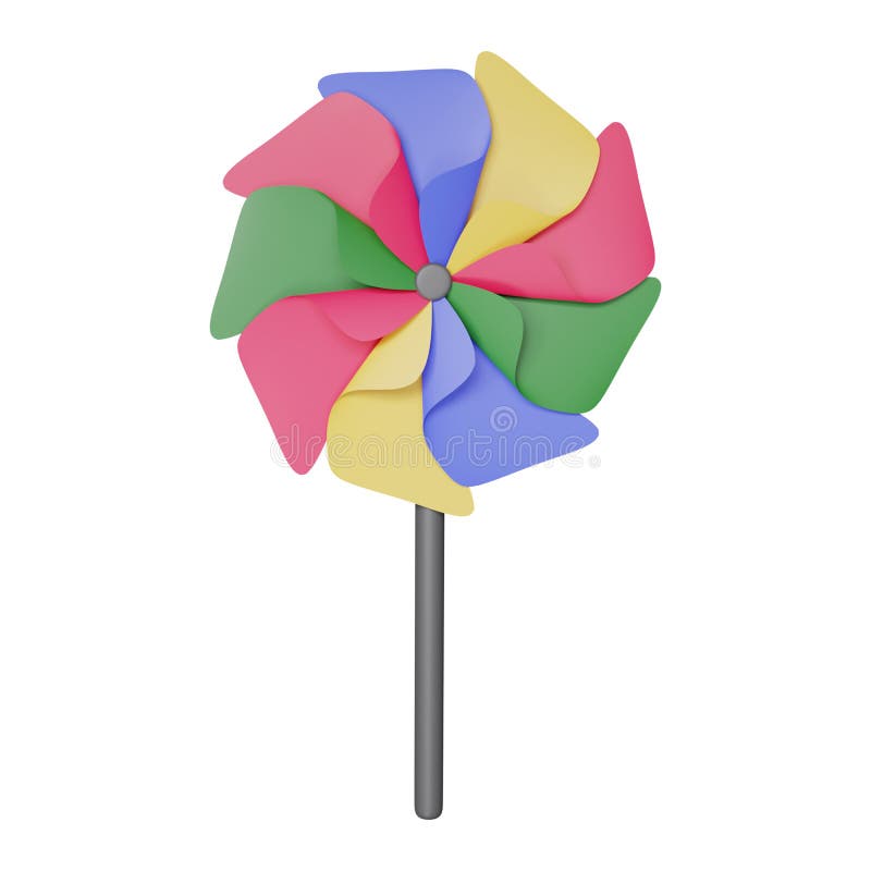 3D Render of Colorful Pinwheel Stock Illustration - Illustration of ...
