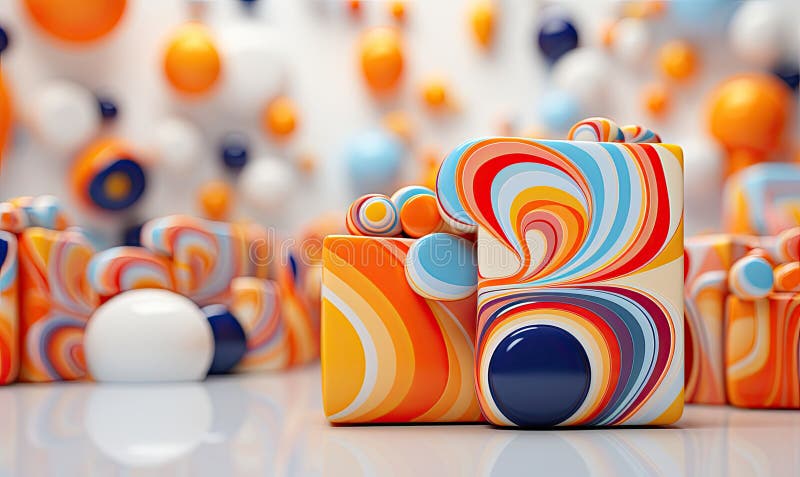 3d Render of a Colorful and Psychedelic Gift Box Stock Illustration ...