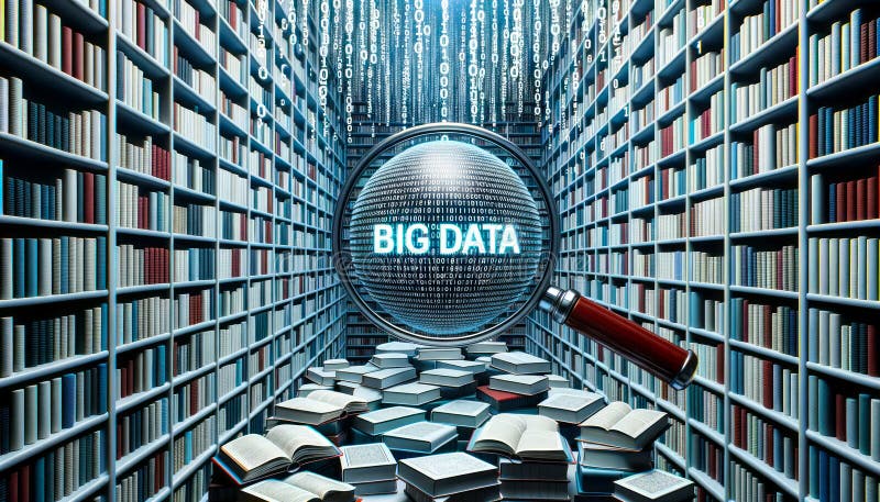 3D Render of a Colossal Digital Library Where Each Book is Coded with ...