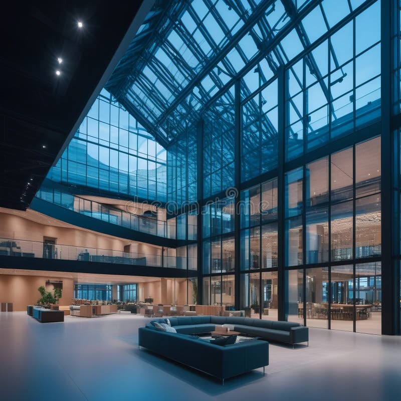 3d Render of Commercial Bank Interior Stock Illustration - Illustration ...