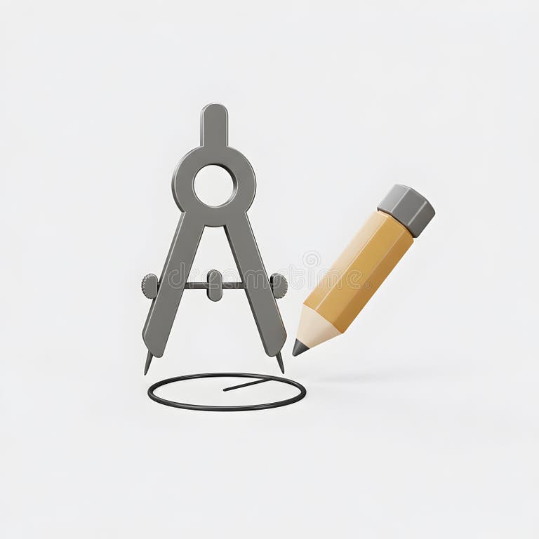 3D Render of Compass and Pencil Drawing a Circle: Design, Geometry, and ...