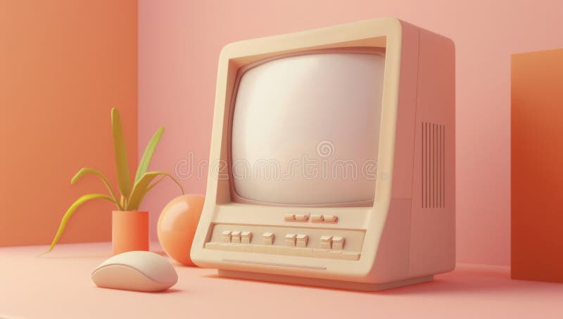 3D Render of a Computer Blank Screen in a Simple Minimalist Style on a ...
