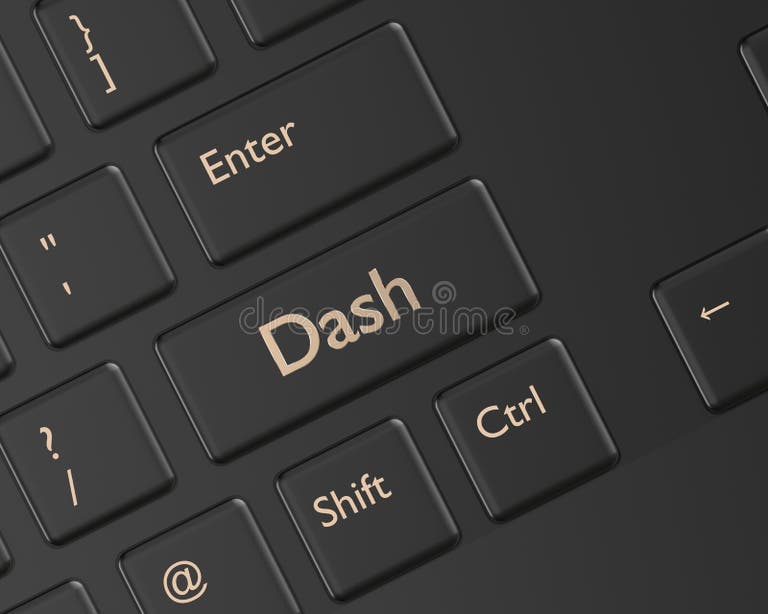 3d Render of Computer Keyboard with Dash Button Stock Illustration ...