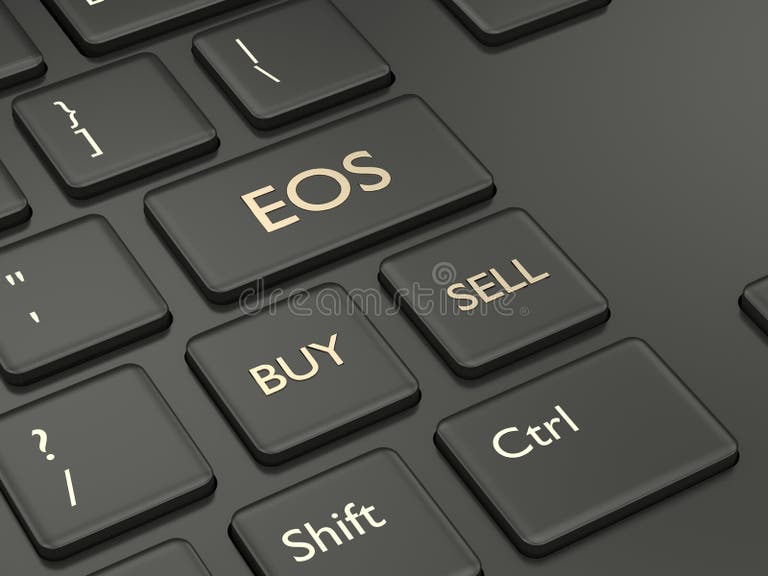 3d Render of Computer Keyboard with EOS Button Stock Illustration ...