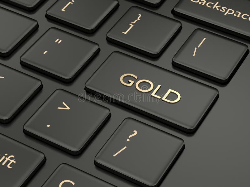 3d Render of Computer Keyboard with GOLD Button Stock Illustration ...