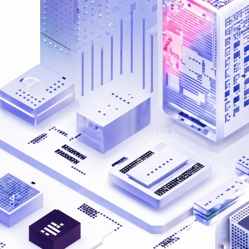 3d Render of Computer Network Technology Concept Stock Illustration ...