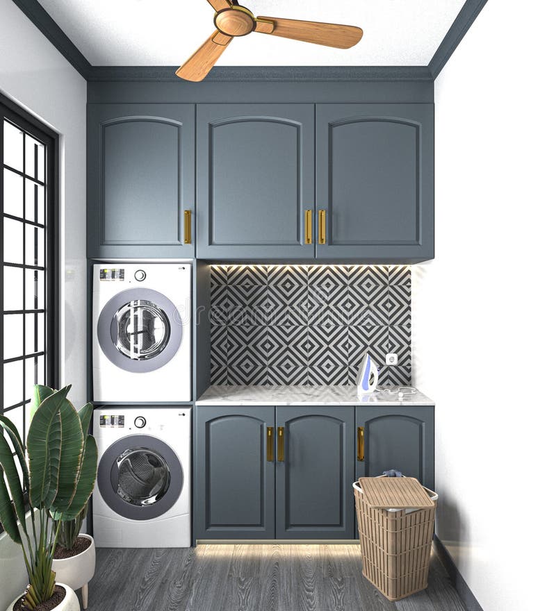 3d Renderingclassic Laundry Room Stock Illustrations – 1 3d ...