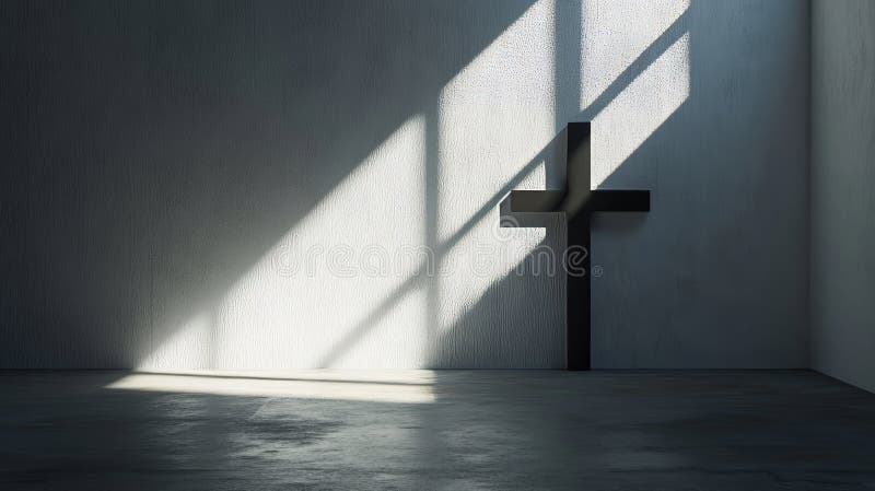 3d Render Concept Illustrating a Cross Shadow on a Wall, Symbolizing ...