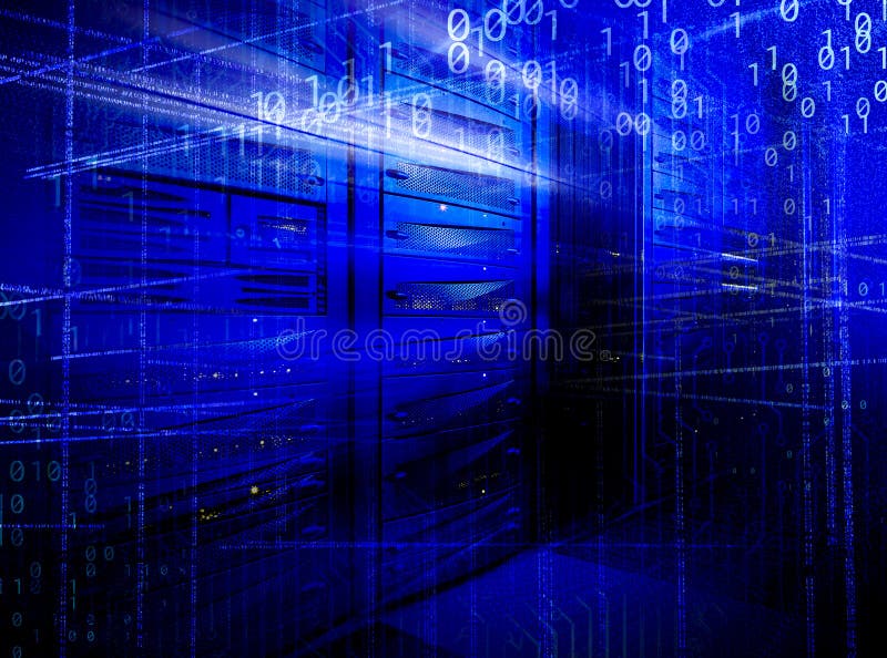 Matrix Code Light Indicators on the Mainframe Data Center in the Dark ...