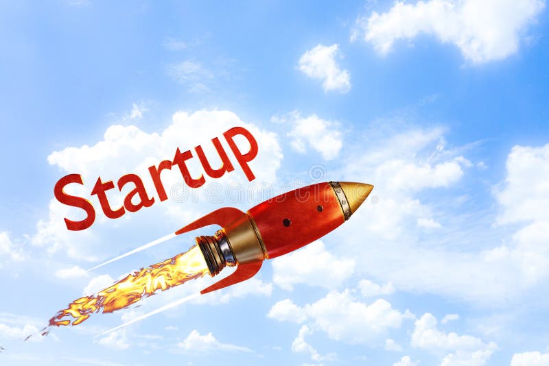 3d Render of Conceptual Startup Rocket in Clouds Stock Photo - Image of ...