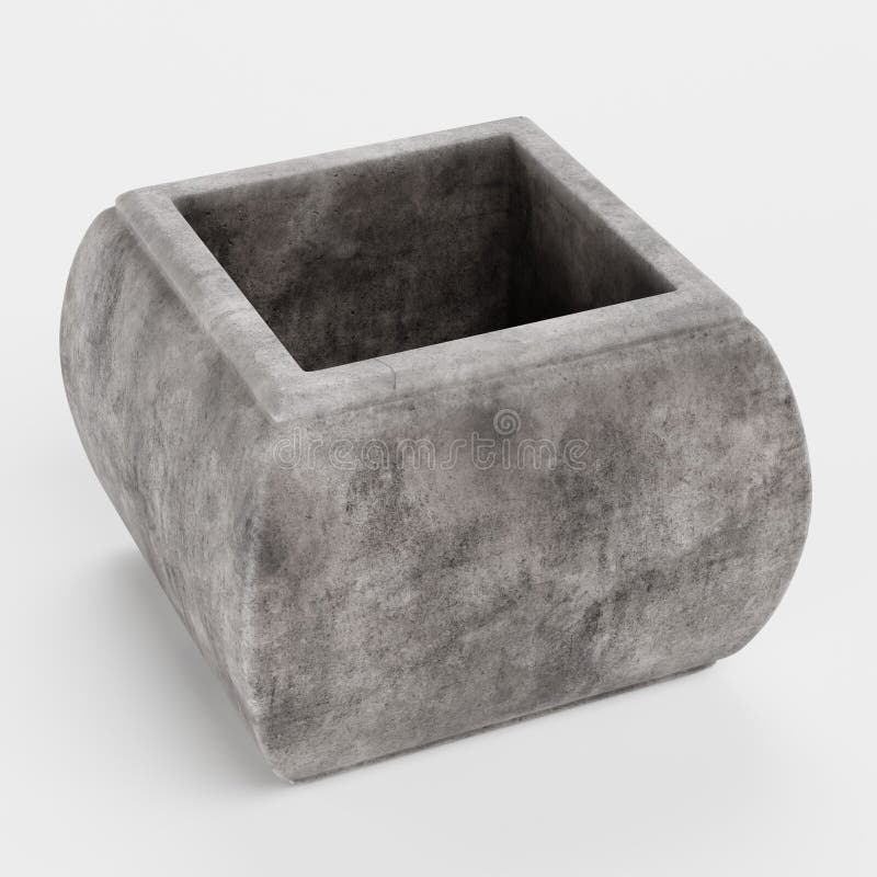 3D Render of Concrete Pot stock illustration. Illustration of garden ...