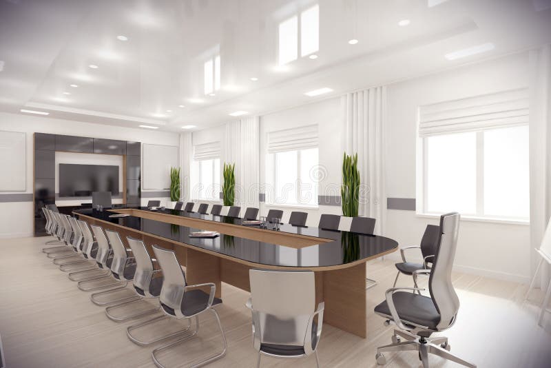 3d Render - Conference Room in an Open Plan Office Stock Illustration ...