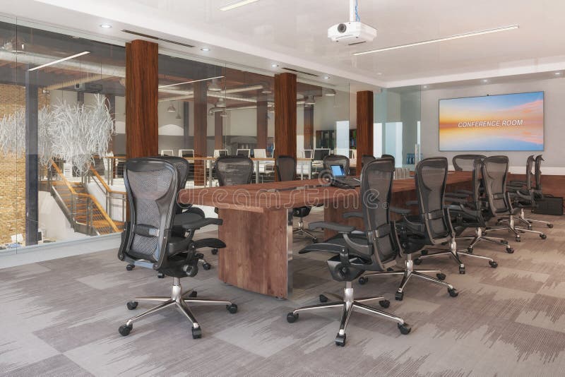 3D Render of Conference Room Stock Illustration - Illustration of ...