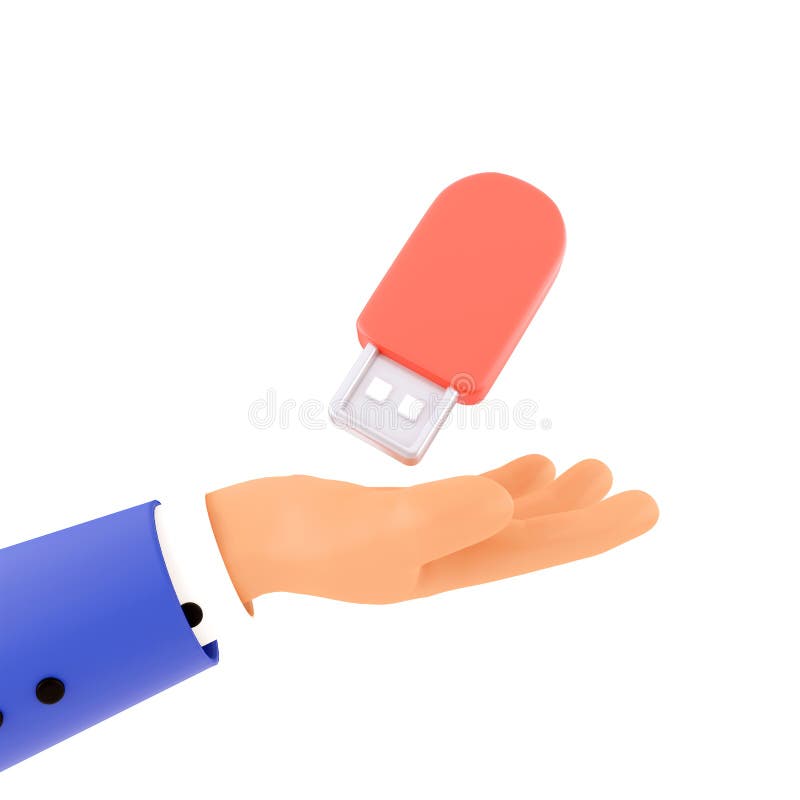 3D Render Connector, Usb with Hand Icon. 3D Render Icon Simple Design ...