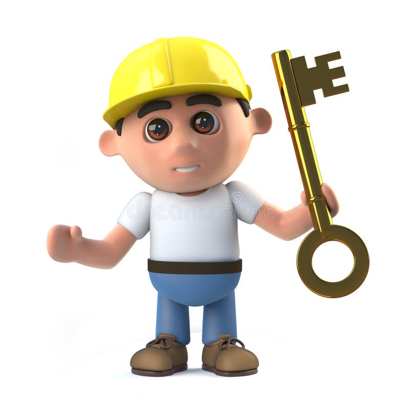 3d Construction Worker Hands You the Key Stock Illustration ...