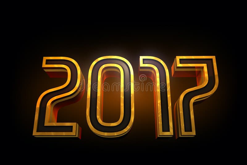 Gold Number 2017 on Black Background with Slight Glow Stock ...