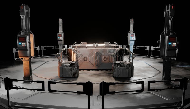 3d Render Control Room Computer Center Stock Illustration ...