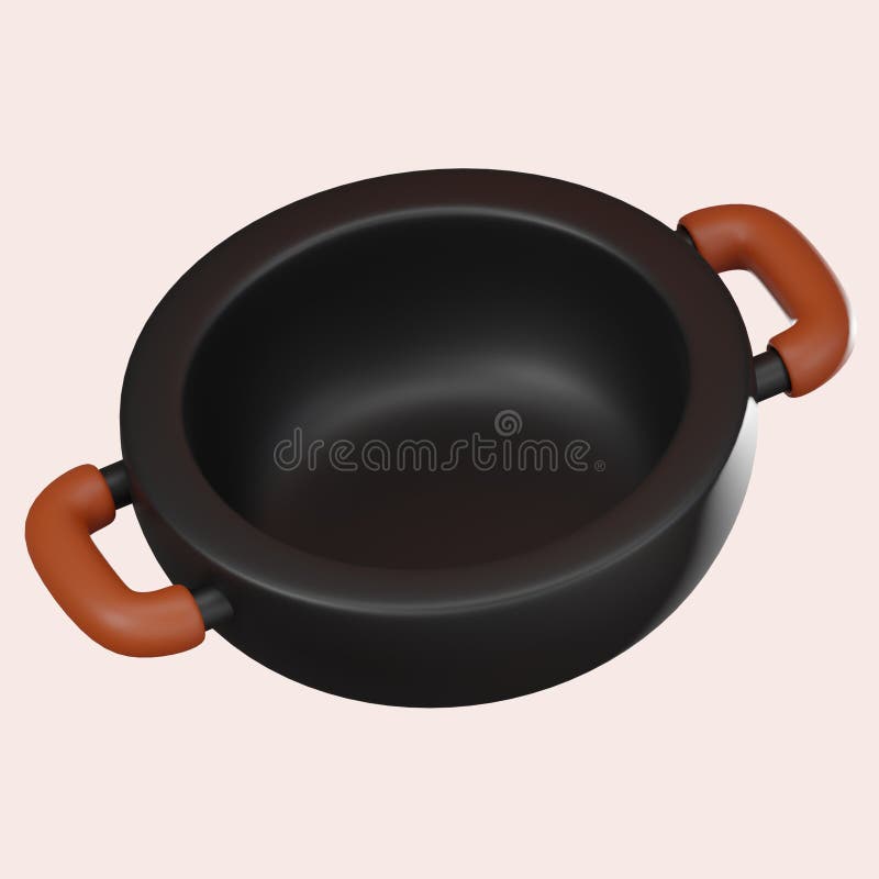 3D Render, Cooking Pan Render for Kitchenware and Culinary Design ...