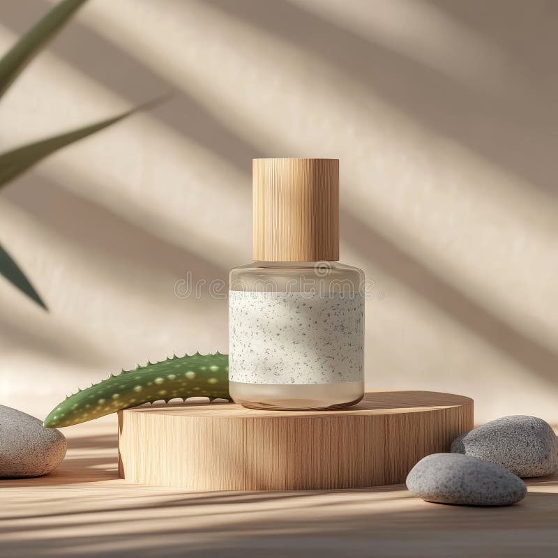 3d Render of a Cosmetic Product Display Podium with Aloe Vera Stock ...