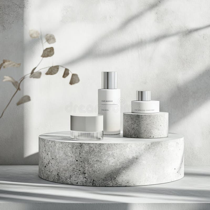 3d Render of Cosmetic Product Display Podium in White Room with Shadow ...