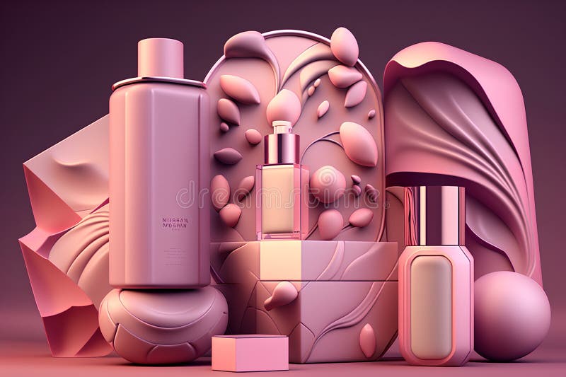 3d Render of Cosmetic Products in Abstract Background. 3d Illustration ...