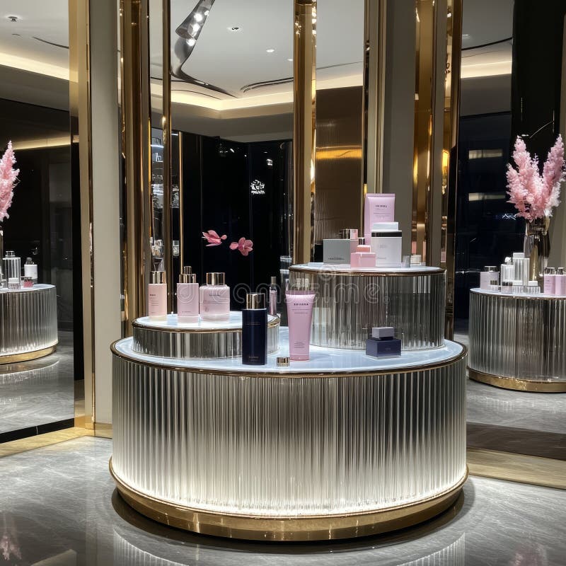3d Render of Cosmetics and Perfumes in a Luxury Shop. Stock ...