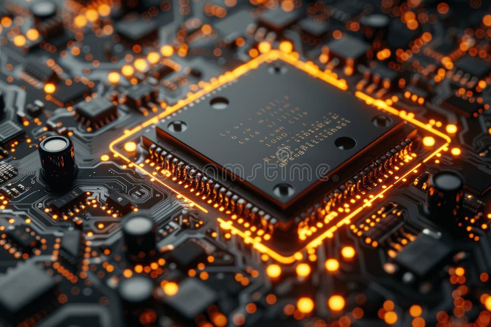 Circuit Board Technology: 3D Render of CPU for Computer Systems Stock ...