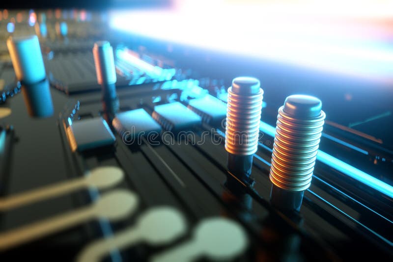 3D Render CPU Technological Background. Concept Circuit Board With Computer Central Processing ...