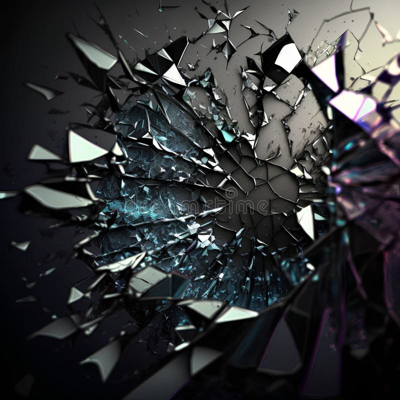 3d Render of Cracked Glass Background with Abstract Geometric Shapes in ...