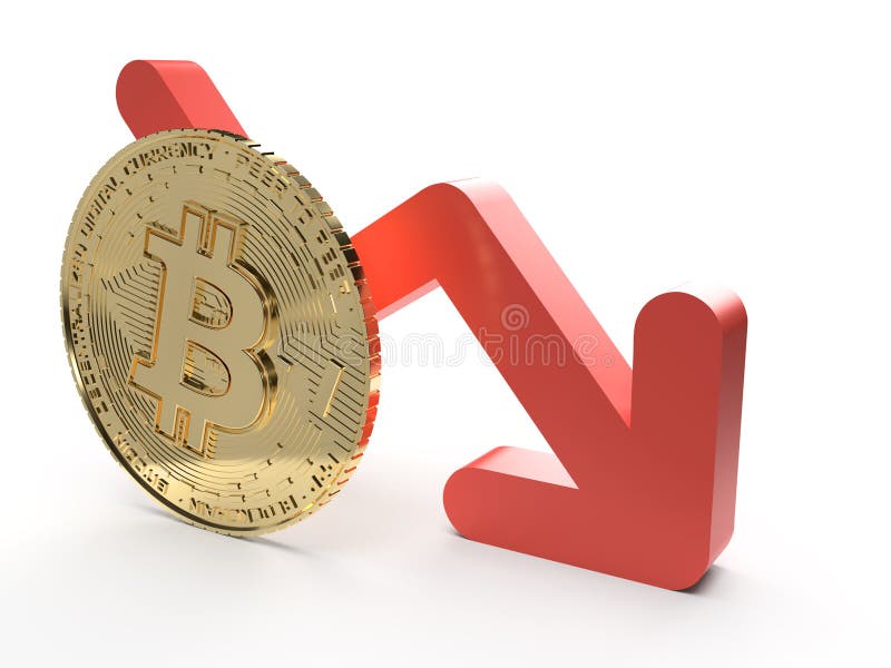 3d Render Crash Bitcoin Isolated White Bacground Red Arrow Graph at the ...