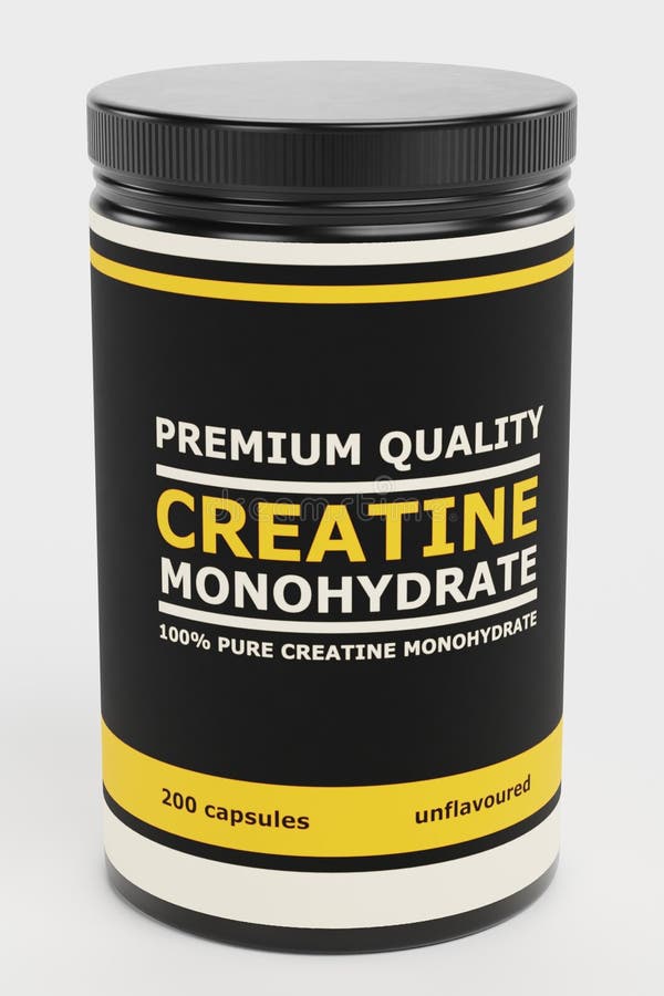 3D Render of Creatine stock illustration. Illustration of bottle ...