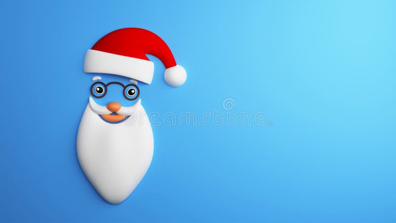 3D Render of Creative Santa Claus Face and Copy Space on Blue Stock ...