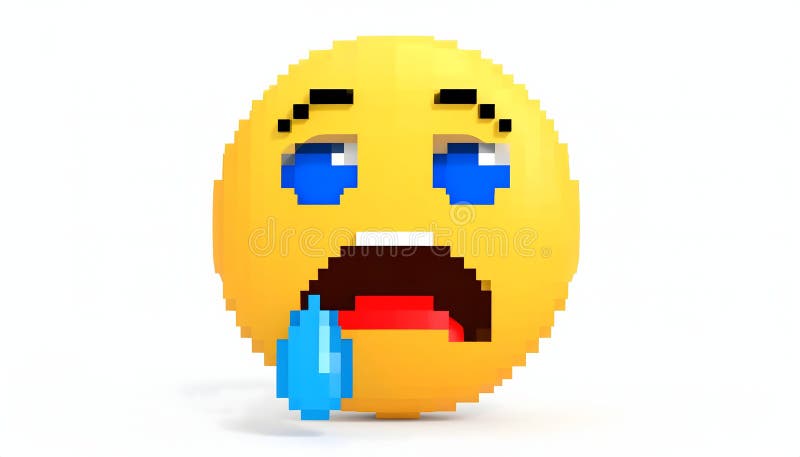 Crying Emoji Render 8-Bit Pixel Art Style Face Expression Stock ...
