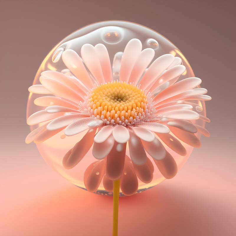 3d Render of a Crystal Ball with a Daisy Flower Inside Stock ...