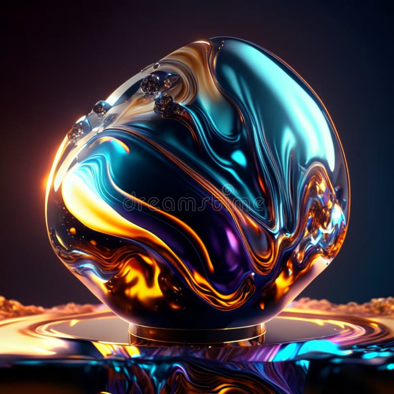 3d Render of a Crystal Ball on a Reflective Surface with Reflections ...