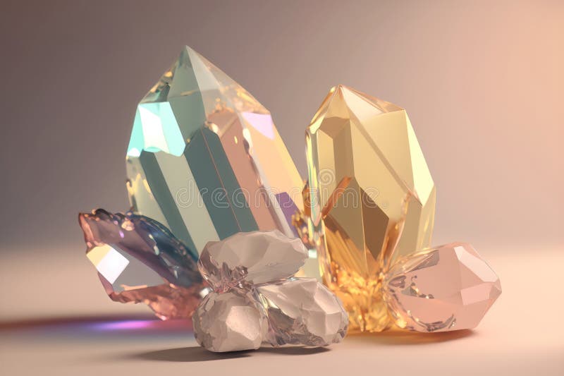 3d Render, Crystal on Pastel Background, Gem, Esoteric Accessory. AI ...