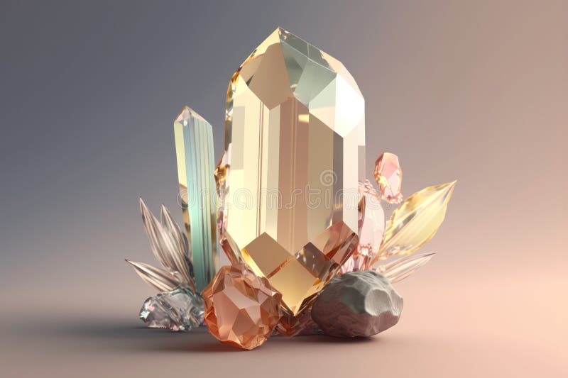 3d Render, Crystal on Pastel Background, Gem, Esoteric Accessory. AI ...
