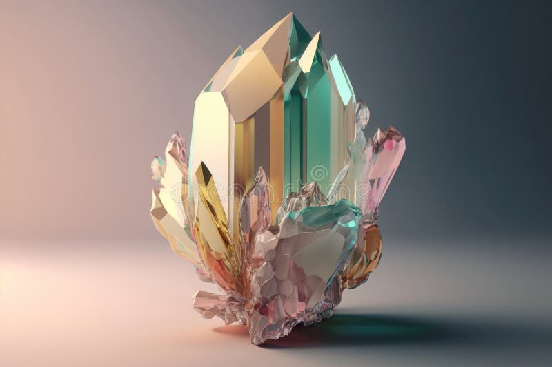 3d Render, Crystal on Pastel Background, Gem, Esoteric Accessory. AI ...