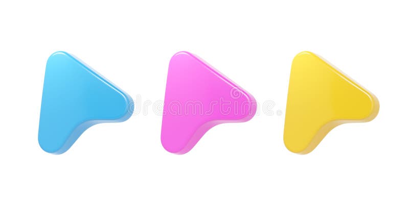 3d Render Cursor Icon Set for Computer Website, Arrow Click Ui Object ...